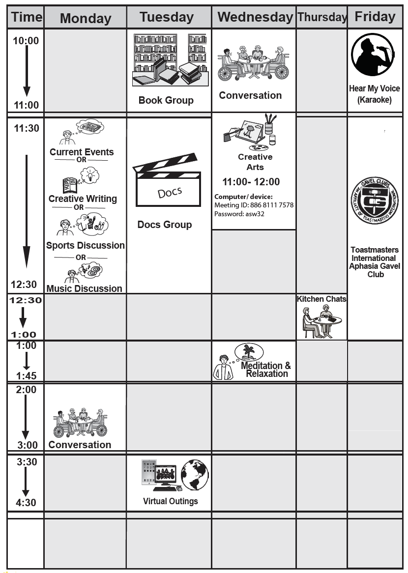 Community Aphasia Program (CAP) Schedule