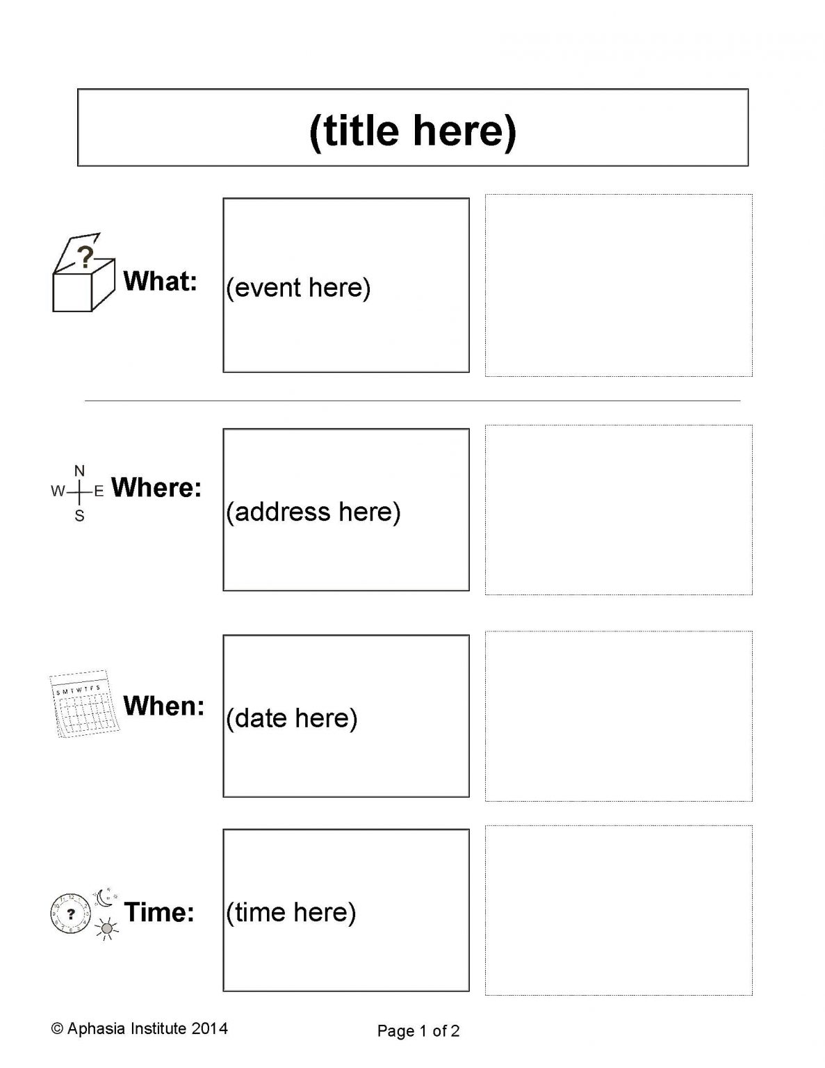 Pictographic Resources – Aphasia Institute