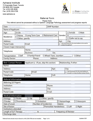 Make a Referral – Aphasia Institute